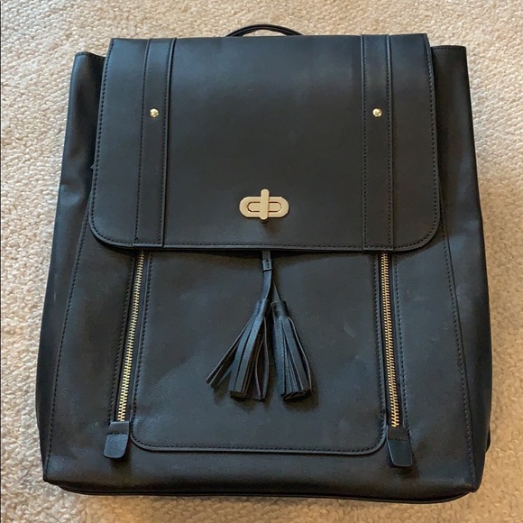 Bags | Black Faux Leather Backpack | Poshmark